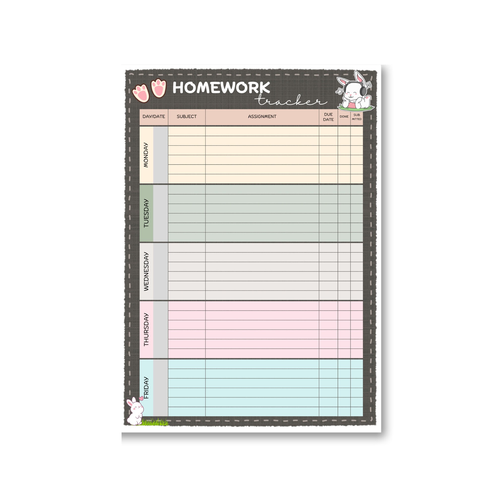 Homework Planner and Tracker. Kawaii Student Planner. - Etsy