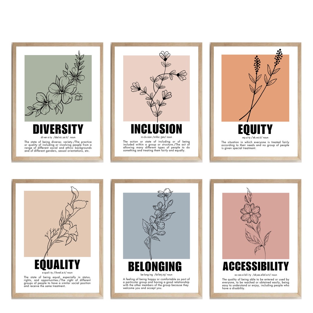 Diversity Definition Boho Wall Art, Printable Poster, Set of 6, Equity ...