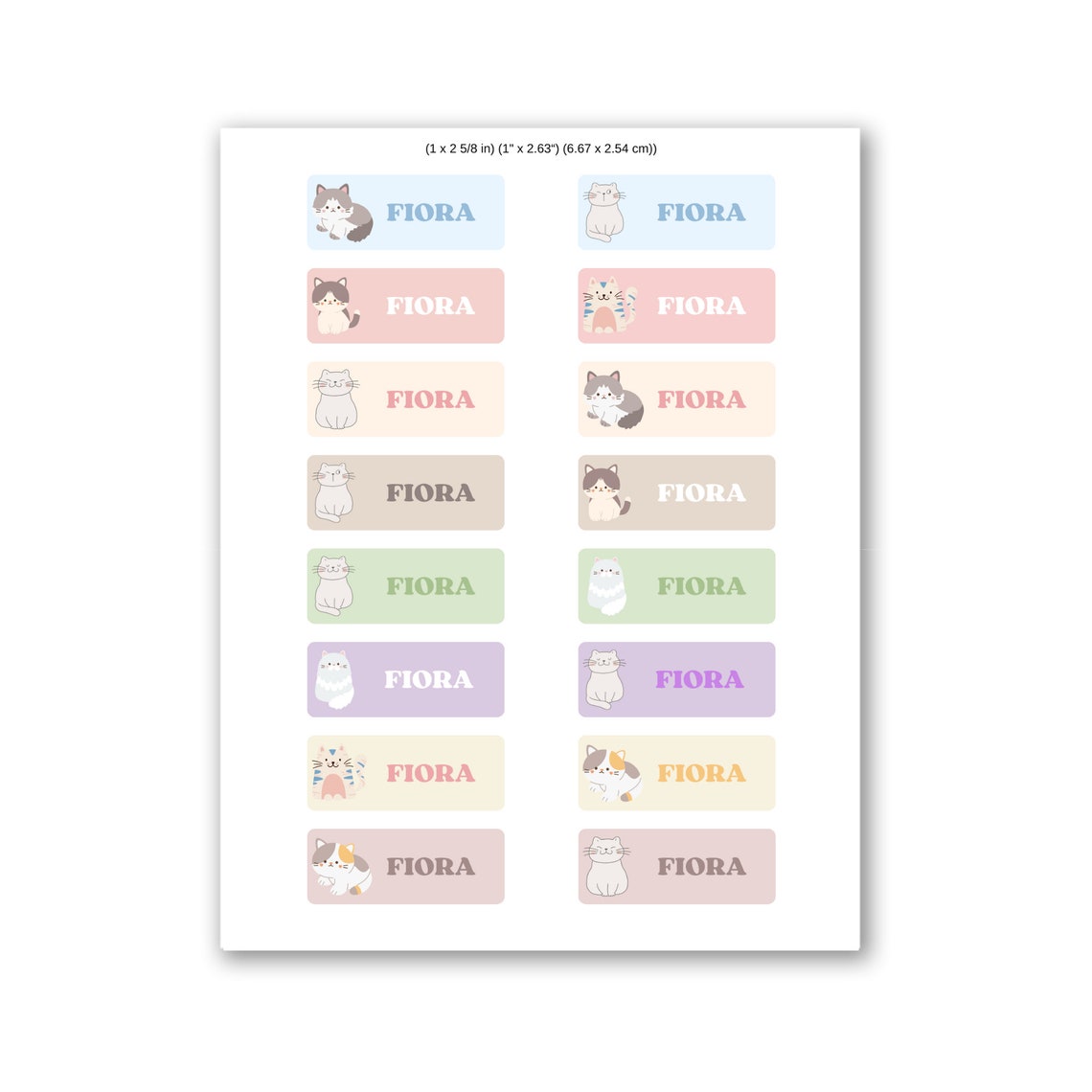 Cute Cat Label Sticker School Supply, Name Sticker, Name Tag. Avery ...