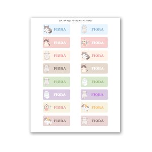 Cute Cat Label Sticker School Supply, Name Sticker, Name Tag. Avery ...