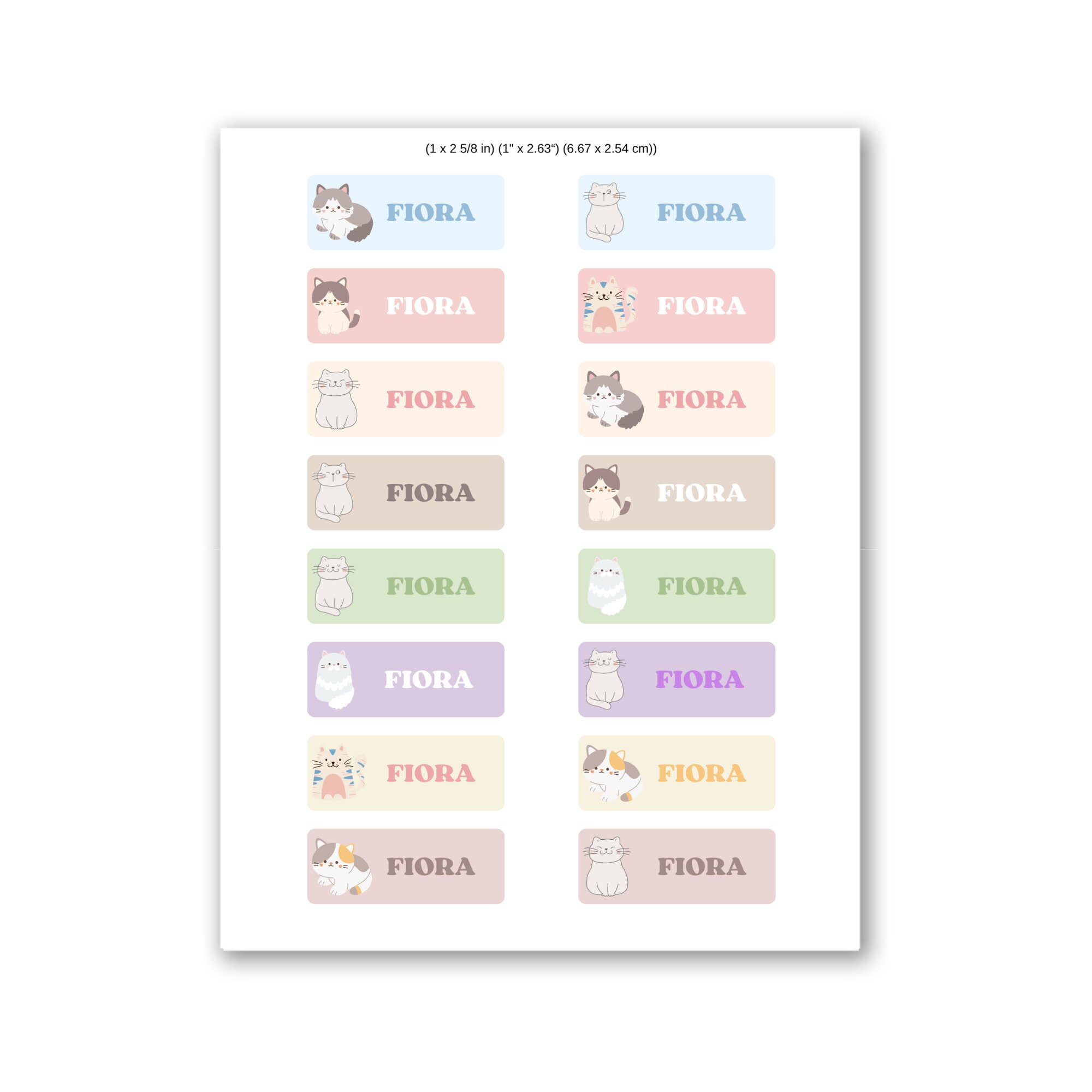 Cute Cat Label Sticker School Supply, Name Sticker, Name Tag. Avery ...