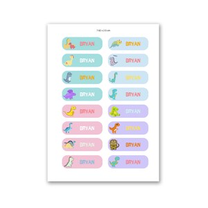 Dinosaurs Student Book Label, Pastel Pink School Supply Labels, Name ...