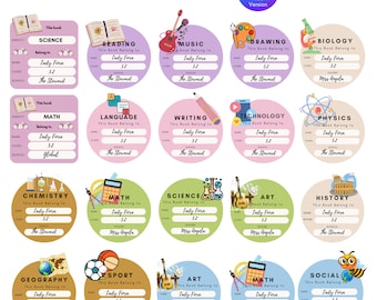 Student Book Label Sticker With Images Representing Each School ...