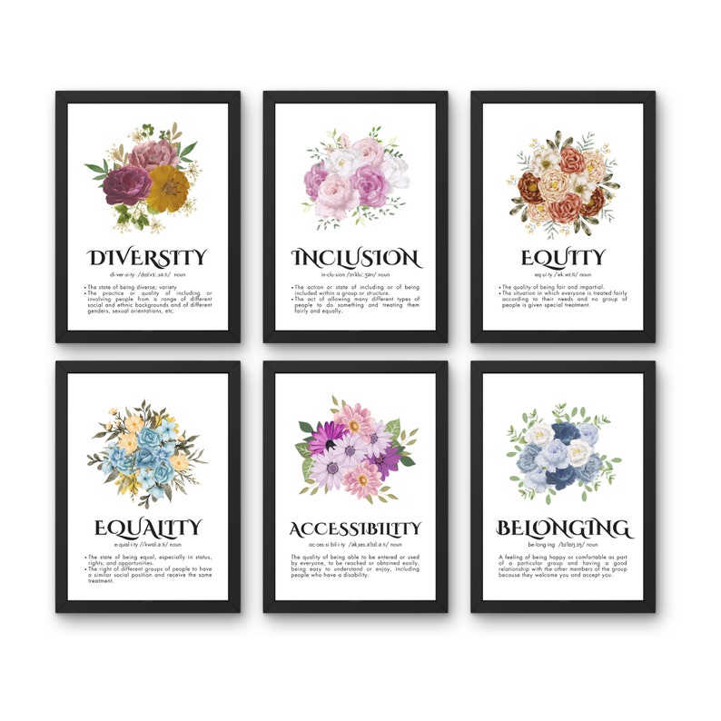 Diversity Inclusion Art Prints: Floral Classroom Posters (digital ...