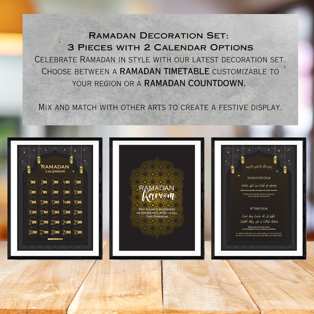 Ramadan Poster Decor Set of 3 Wall Art Suhoor Iftar Dua, Ramadan ...