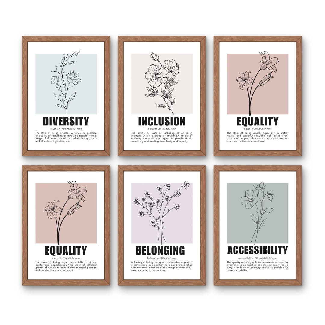 Diversity Definition Boho Wall Art, Printable Poster, Set of 6, Equity ...