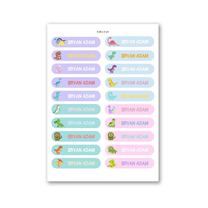 Dinosaurs Student Book Label, Pastel Pink School Supply Labels, Name ...