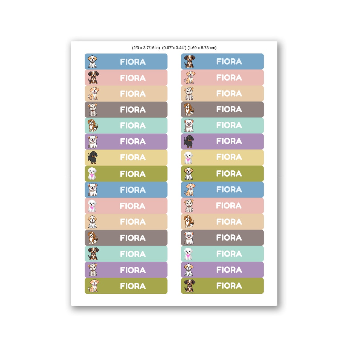 Cute Dog Name Label Sticker School Supply, Name Sticker, Name Tag ...