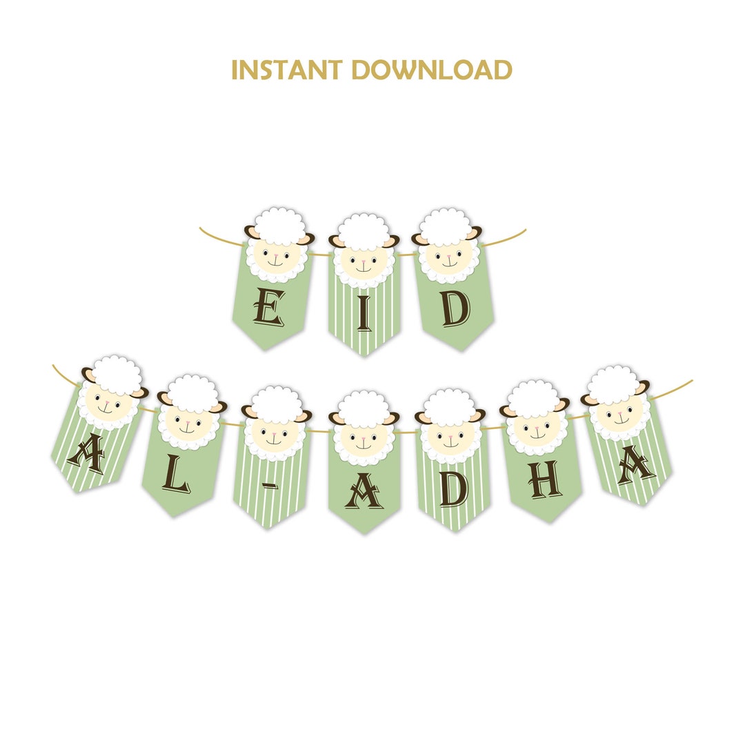 Cute Eid Al Adha Sheep Printable Banner, Garland, Bunting, Decoration A ...