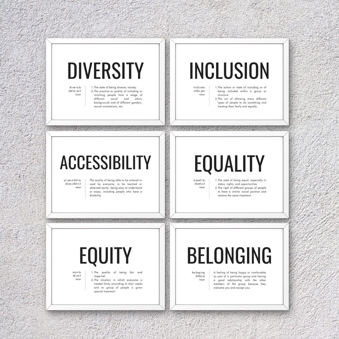 Minimalist Inclusive Print, Black and White Equity Art Printable Social ...