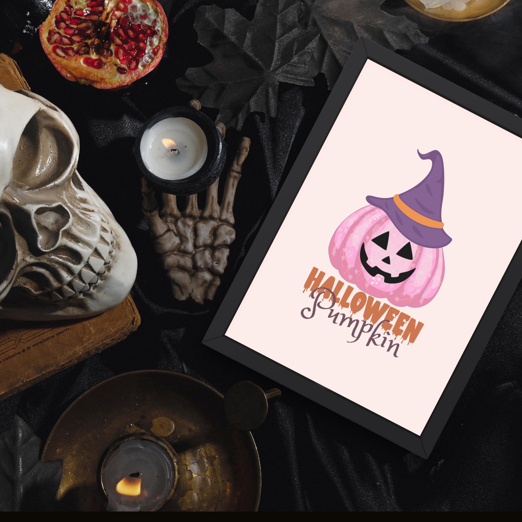 Pastel Halloween Decor. Pink Wall Art Bundle. Cute Digital Prints ...