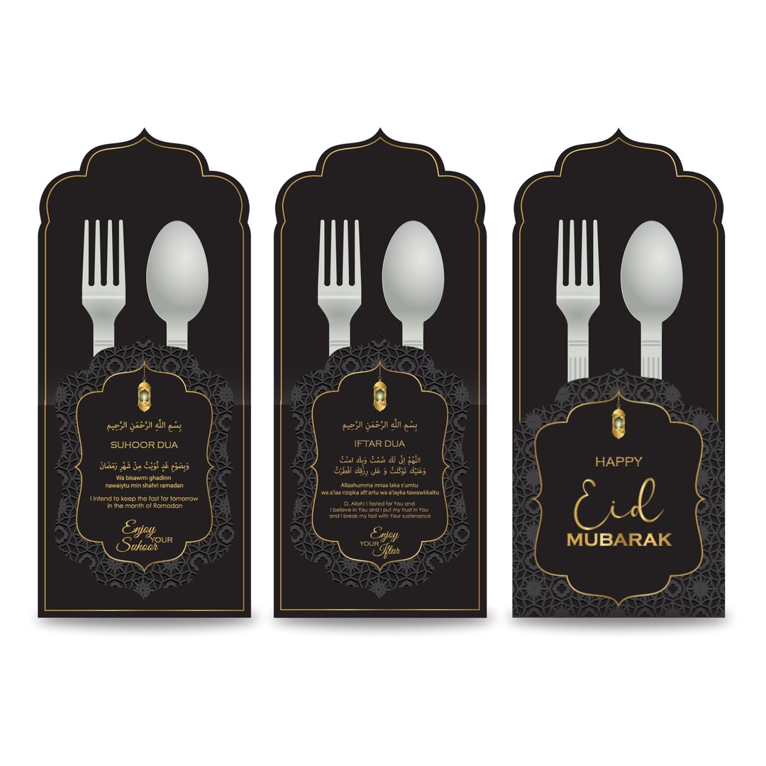 Ramadan & Eid Cutlery Pouch/holder Printable. 3 in 1. Iftar and Suhoor ...