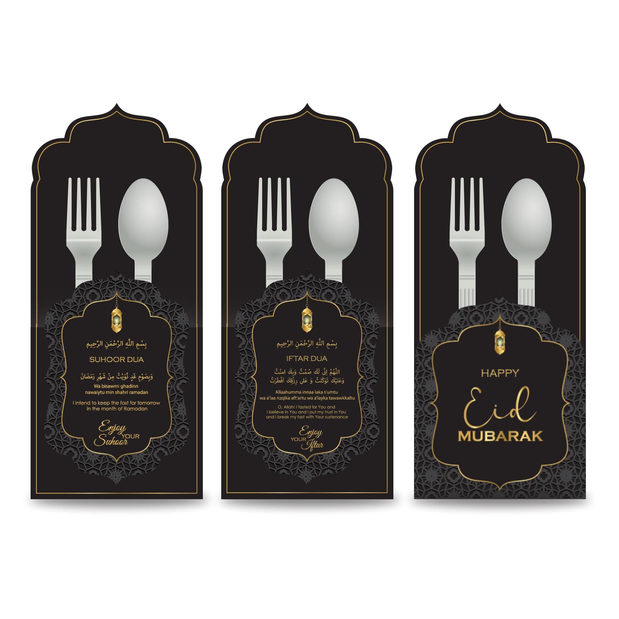 Ramadan & Eid Cutlery Pouch/holder Printable. 3 in 1. Iftar and Suhoor ...