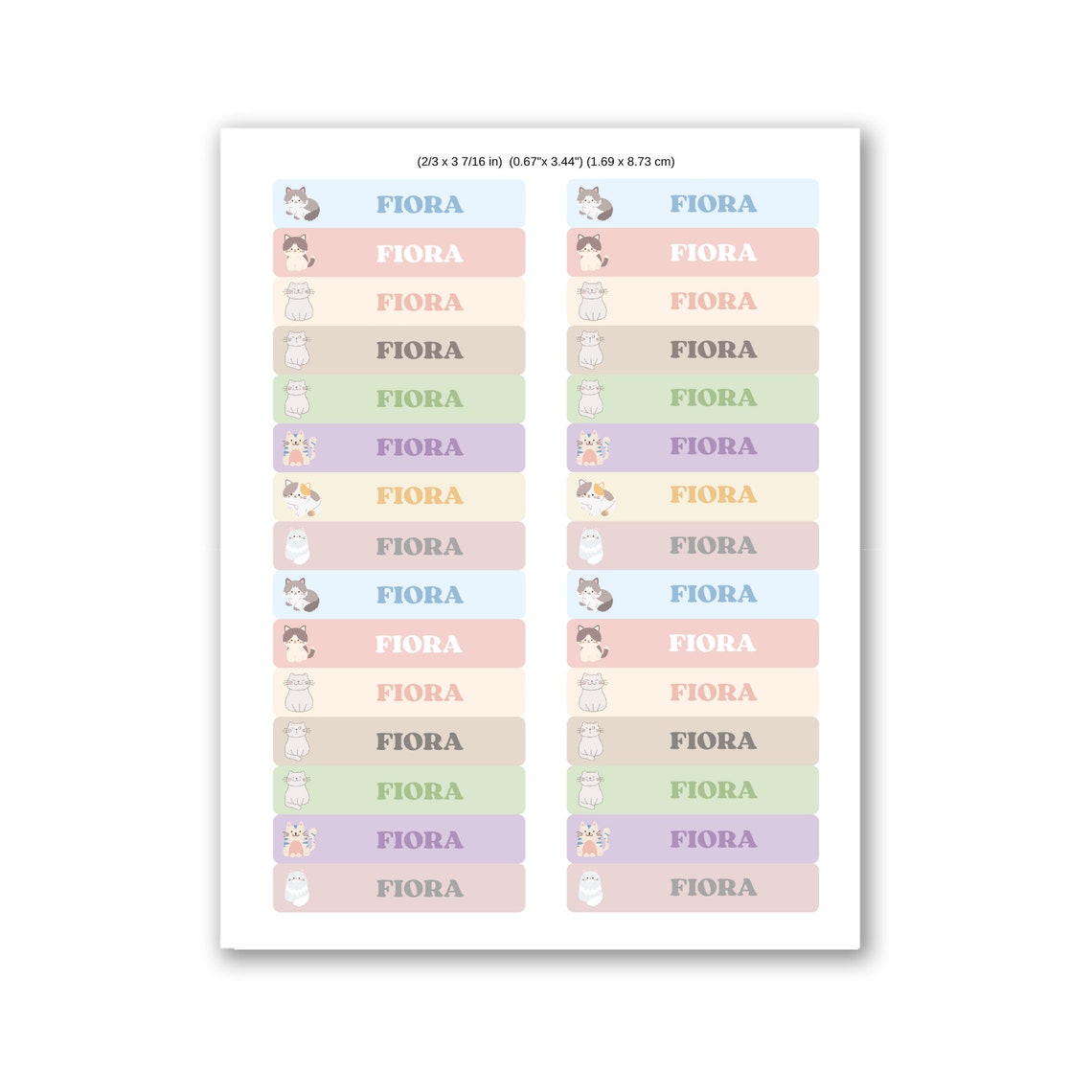 Cute Cat Label Sticker School Supply, Name Sticker, Name Tag. Avery ...