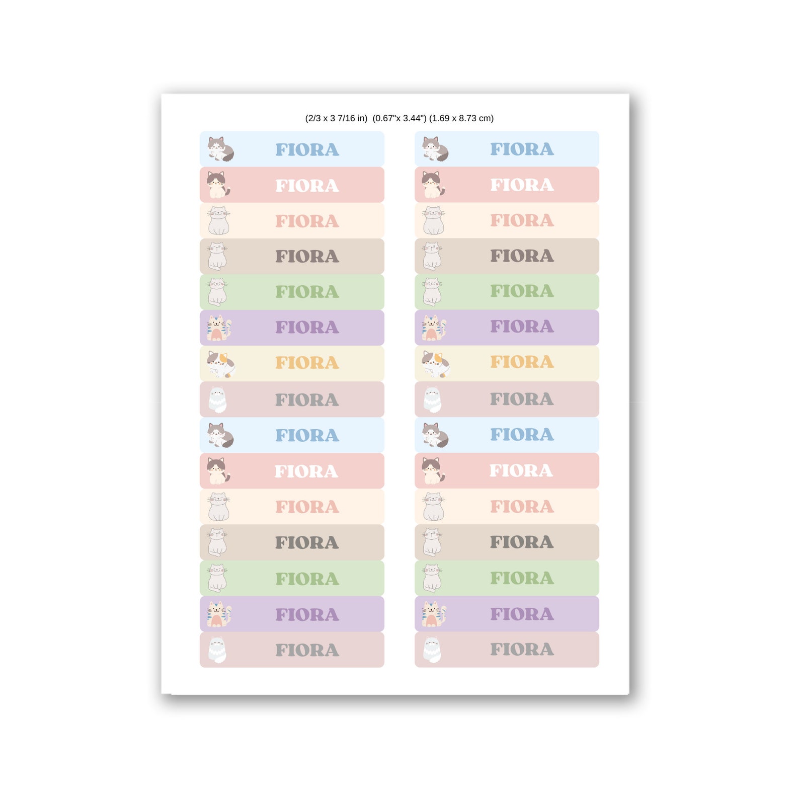 Cute Cat Label Sticker School Supply, Name Sticker, Name Tag. Avery ...