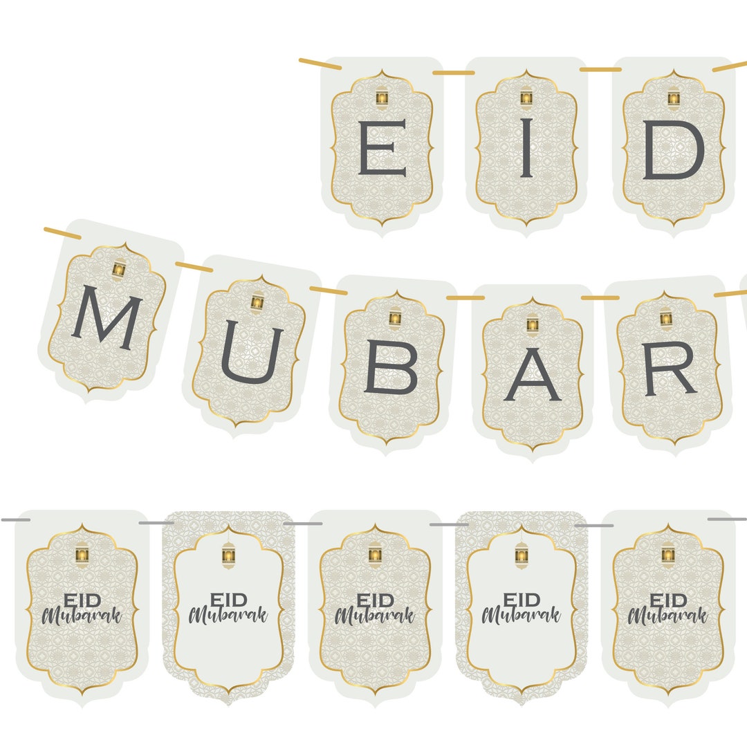 Eid Mubarak and Ramadan Decor Bunting, Garland, Flag Banner Decoration ...