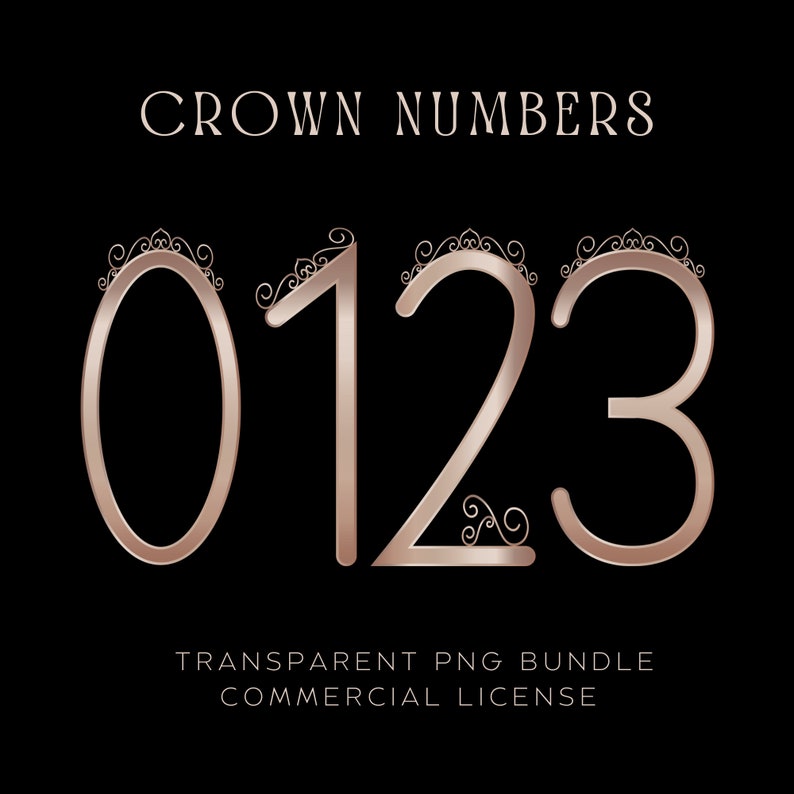 Decorative Rose Gold Number Font Text Letter Color With Crown Element ...