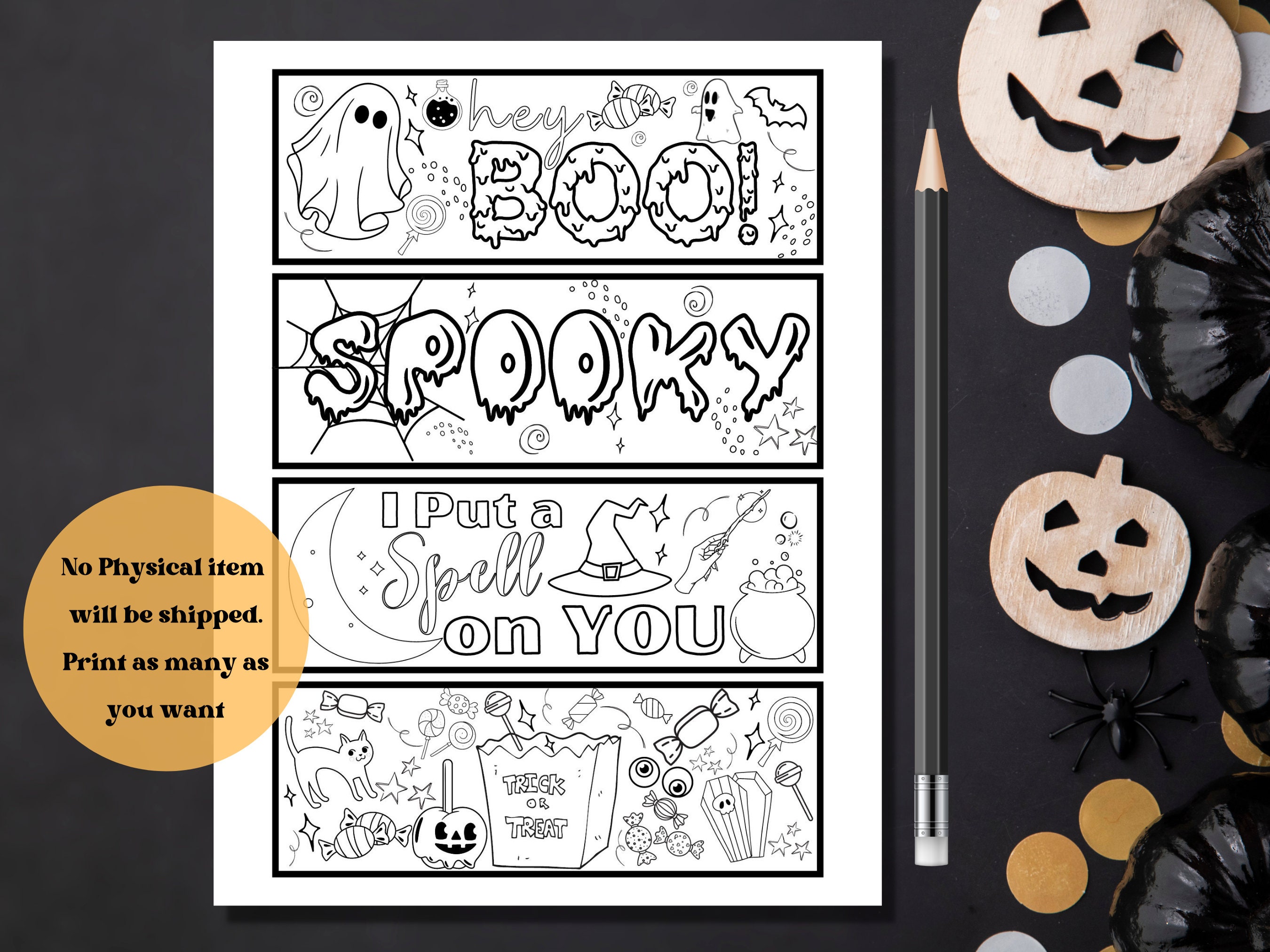 Halloween Printable Bookmarks,coloring Bookmarks, Coloring for Kids ...