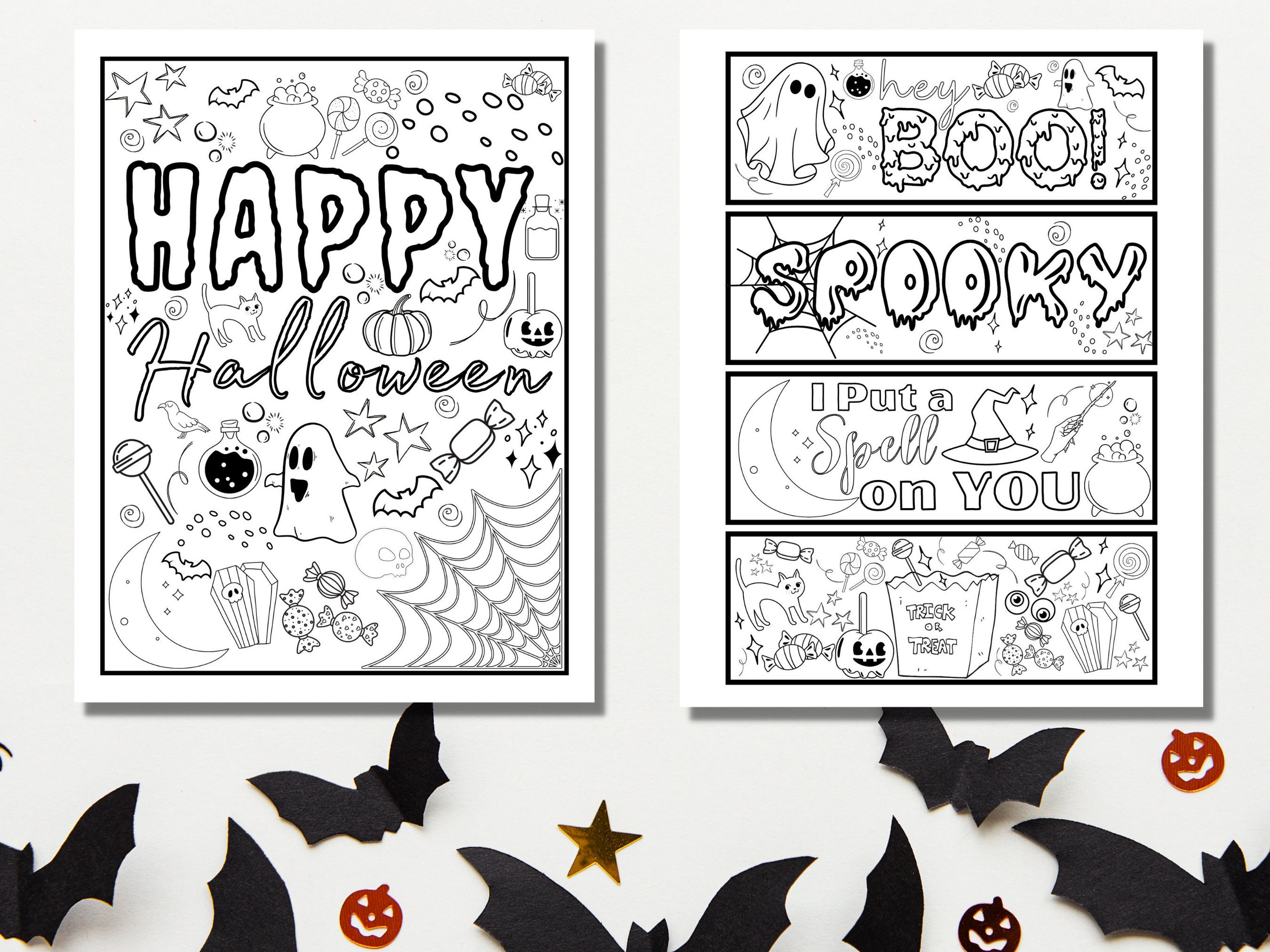 Halloween Printable Bookmarks,coloring Bookmarks, Coloring for Kids ...