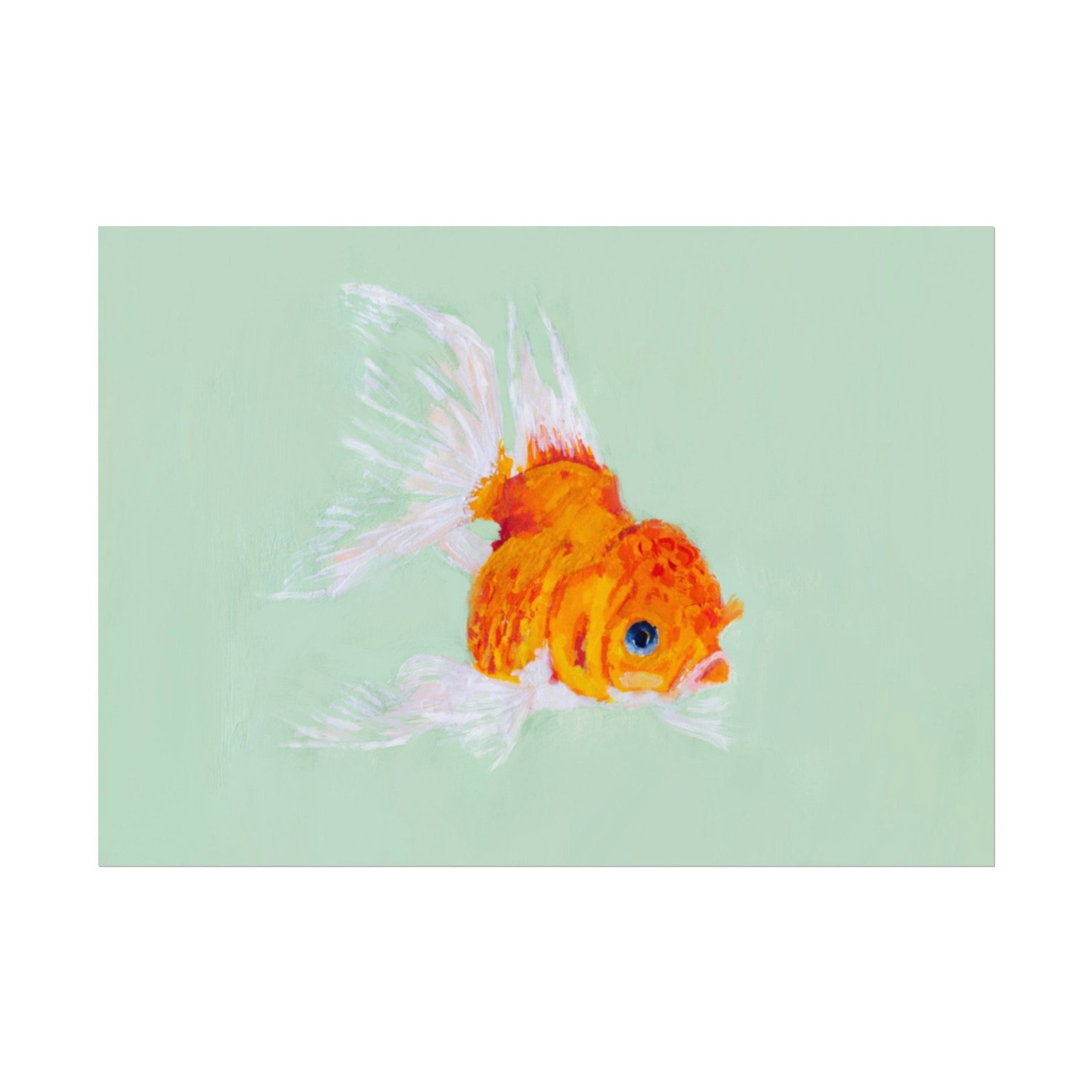 Goldfish Pastel Green Orange Print Fish Painting Print Wall Decor - Etsy