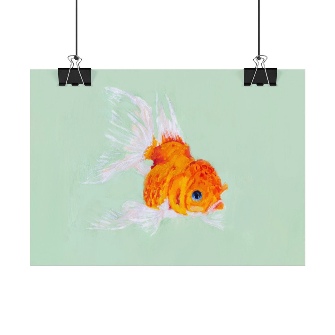 Goldfish Pastel Green Orange Print Fish Painting Print Wall Decor - Etsy