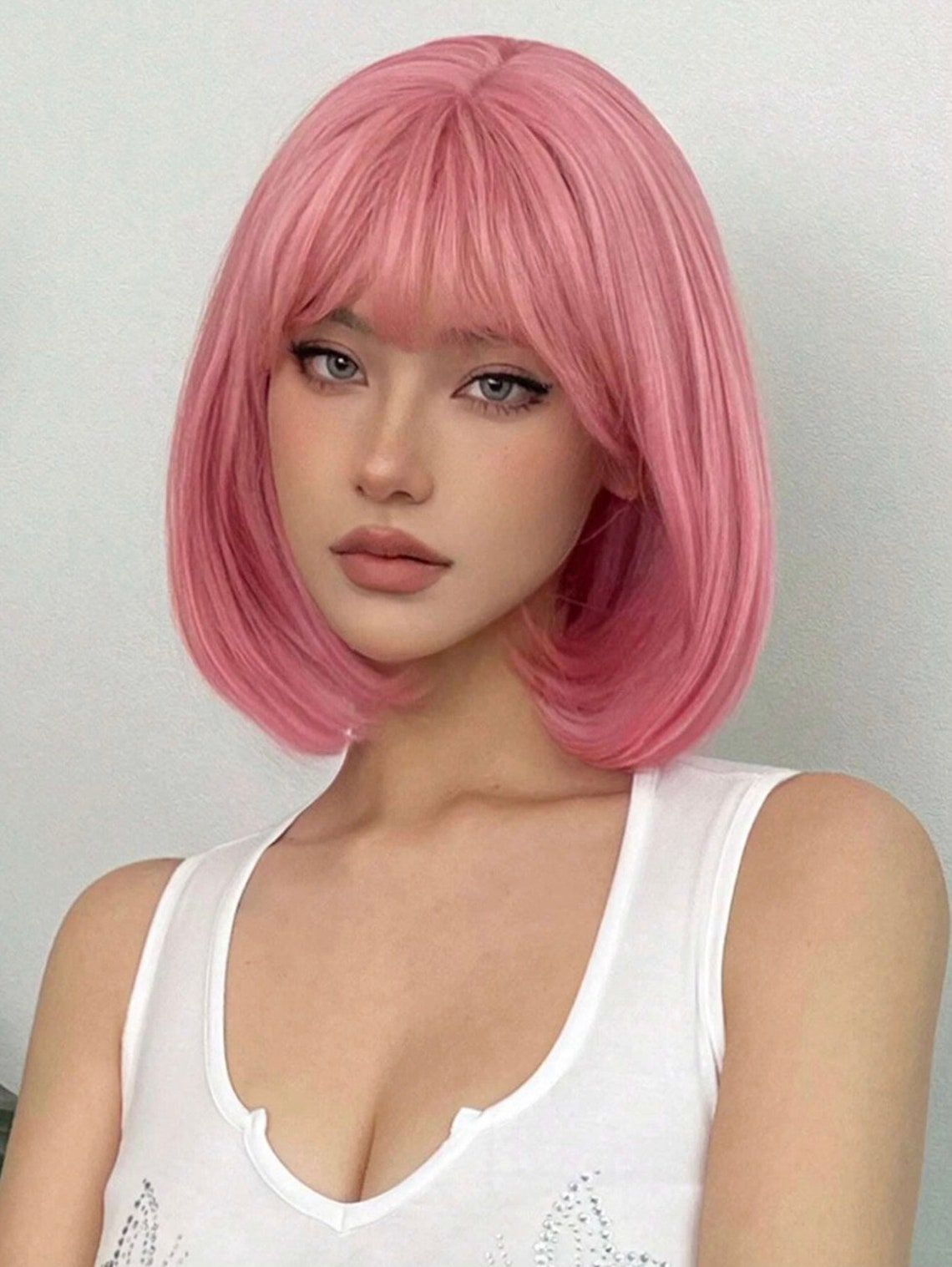 Light Pink Wig, Short Straight Pink Wig, Pink Wig,pink Human Hair, Lace Front Pink Wig ...