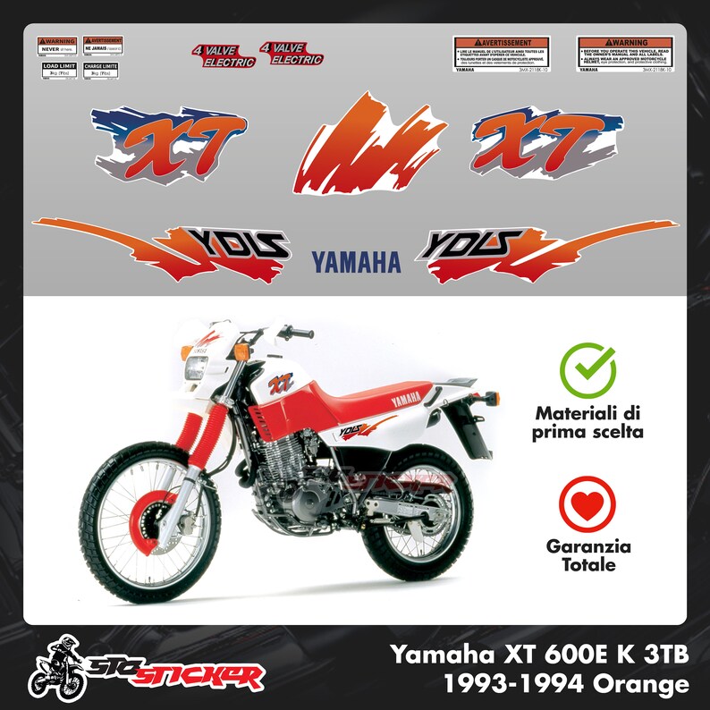 Graphic Kit Decal Sticker Set Yamaha XT 600E K 3TB 1993 1994 Orange - Etsy