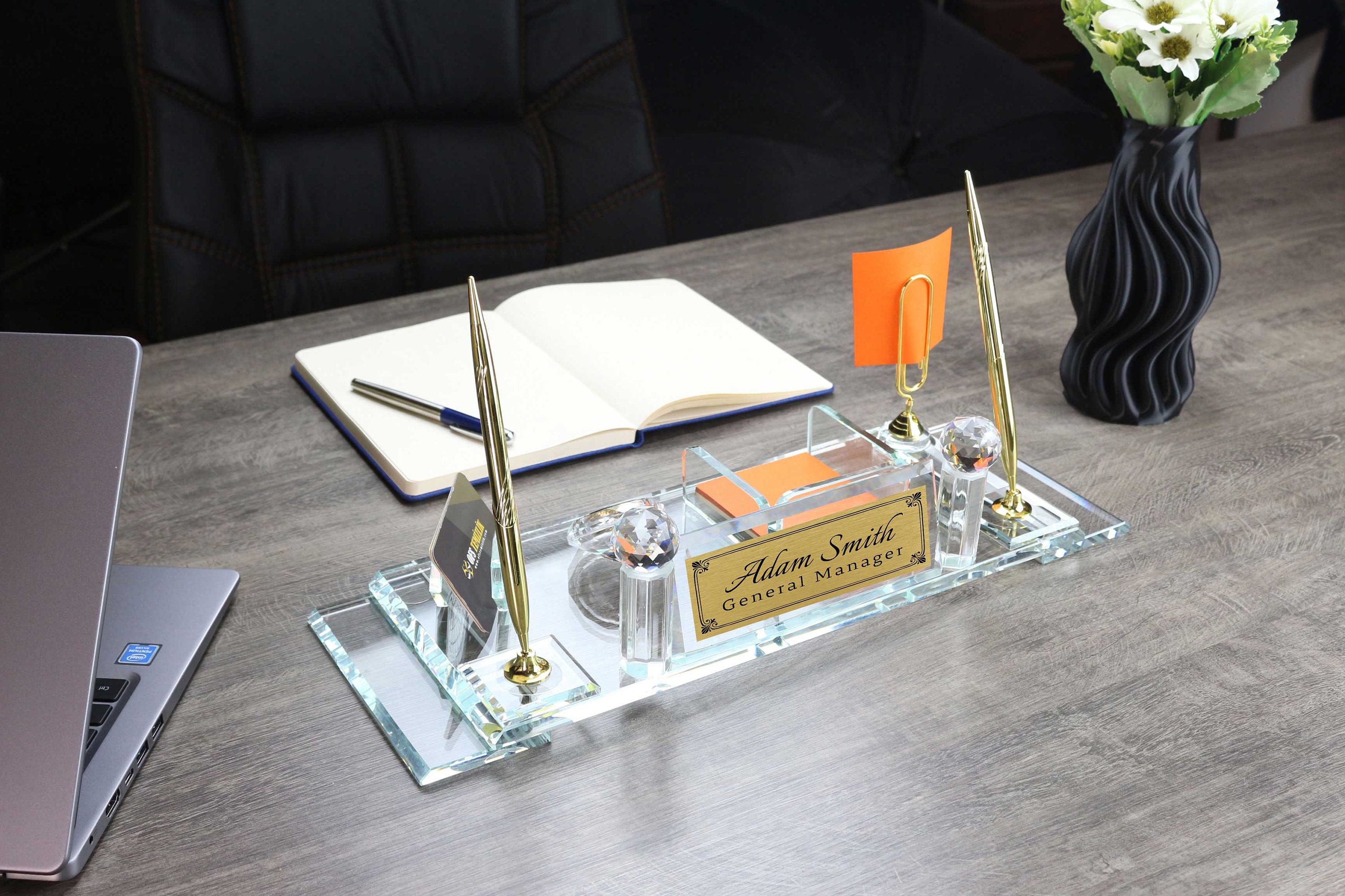 Personalized Luxury Desk Name Plate Clear Glass Desk Name Plate With ...