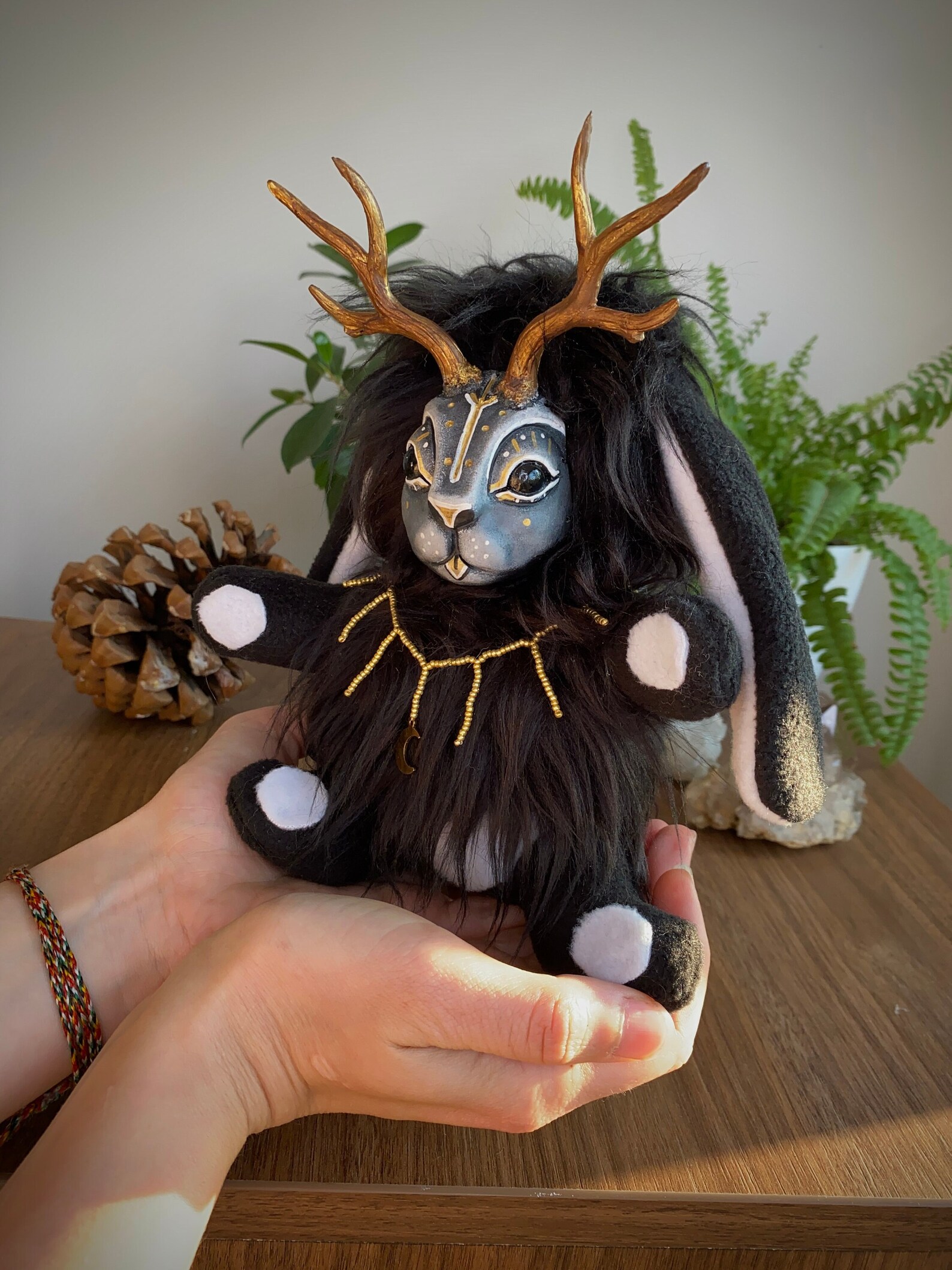 Plush Black Rabbit Spirit Doll Forest Spirit Doll Stuffed - Etsy