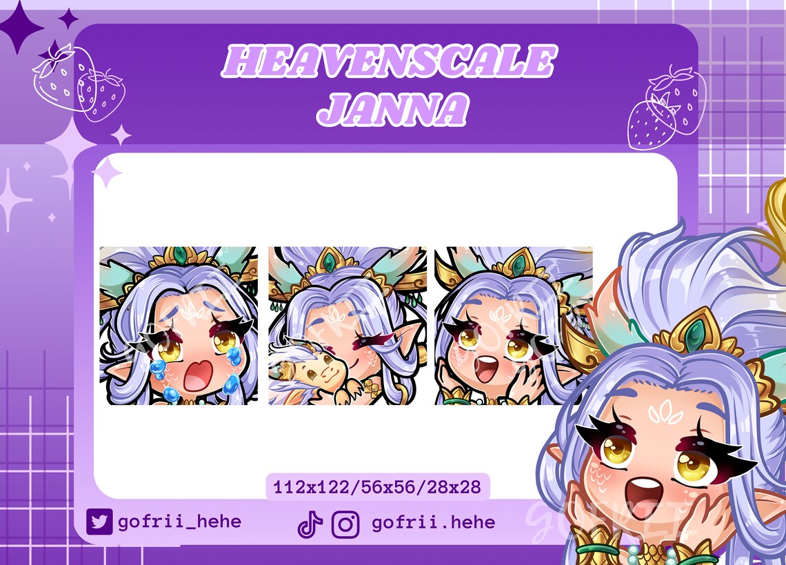 Heavenscale Janna Emote Pack for Twitch/youtube/discord | Streamig ...