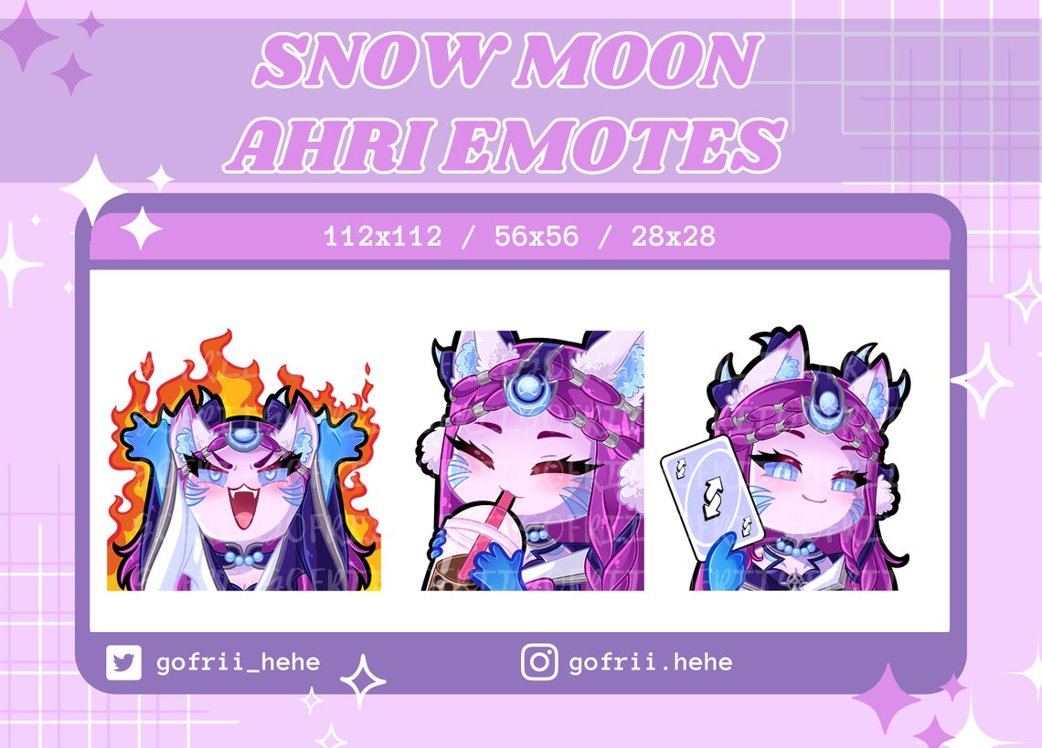 Snow Moon Ahri Emote Pack | Twitch, Youtube, Discord (digital File) - Etsy