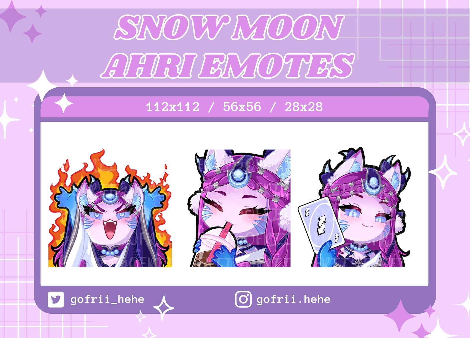 Snow Moon Ahri Emote Pack | Twitch, Youtube, Discord (digital File) - Etsy