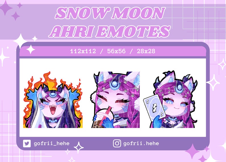 Snow Moon Ahri Emote Pack for Twitch/youtube/discord | Streamig ...