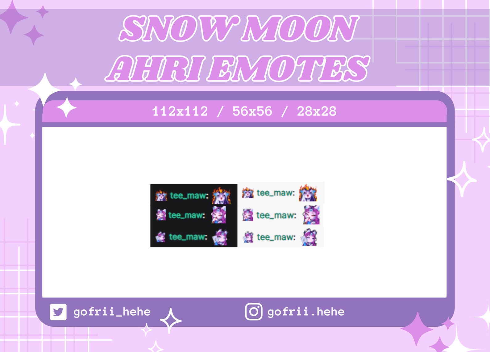 Snow Moon Ahri Emote Pack for Twitch/youtube/discord | Streamig ...