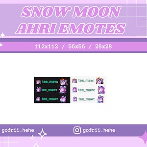 Snow Moon Ahri Emote Pack for Twitch/youtube/discord | Streamig ...