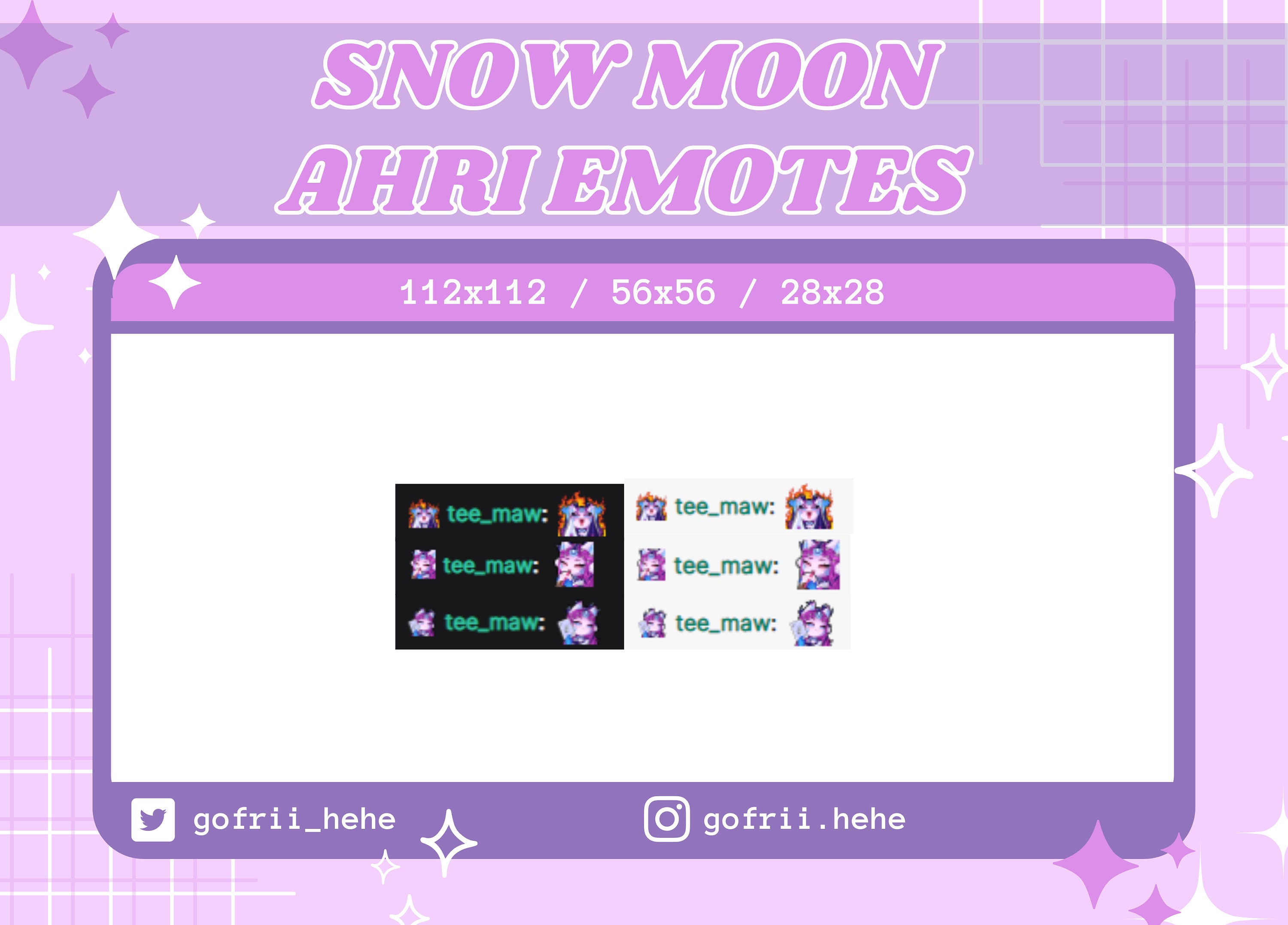Snow Moon Ahri Emote Pack for Twitch/youtube/discord | Streamig ...