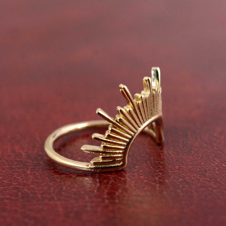 Sun Ring, Symbol of Bright, Rising Sun Ring, Gold Dainty Ring, Spike ...