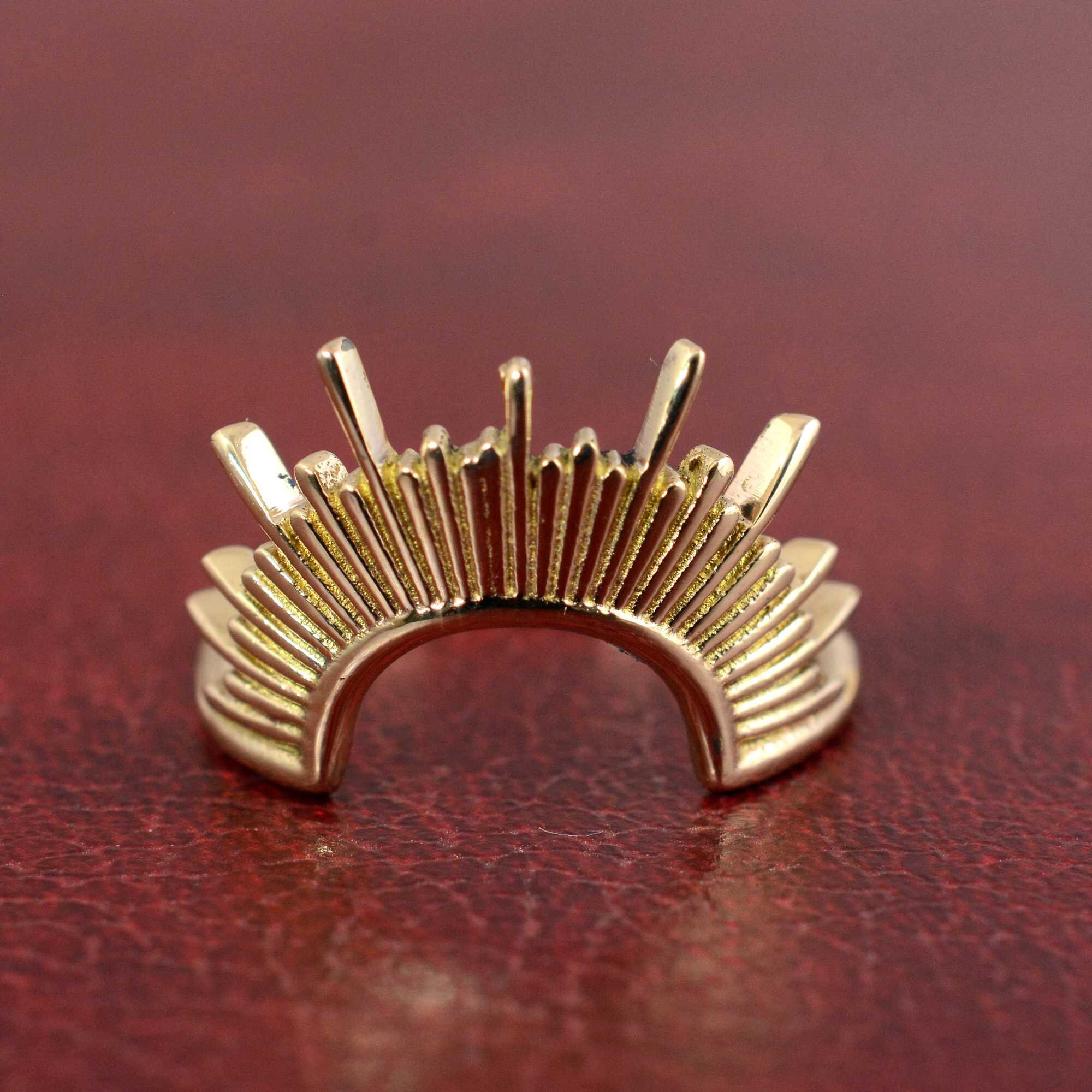 Sun Ring, Symbol of Bright, Rising Sun Ring, Gold Dainty Ring, Spike ...