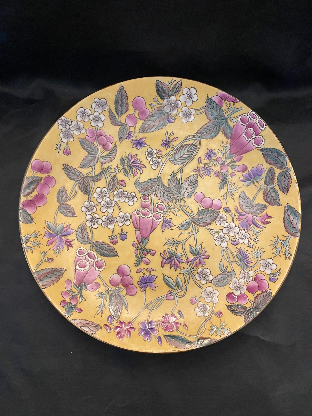 VTG Chinese Export Yellow Floral Porcelain Plate - Etsy
