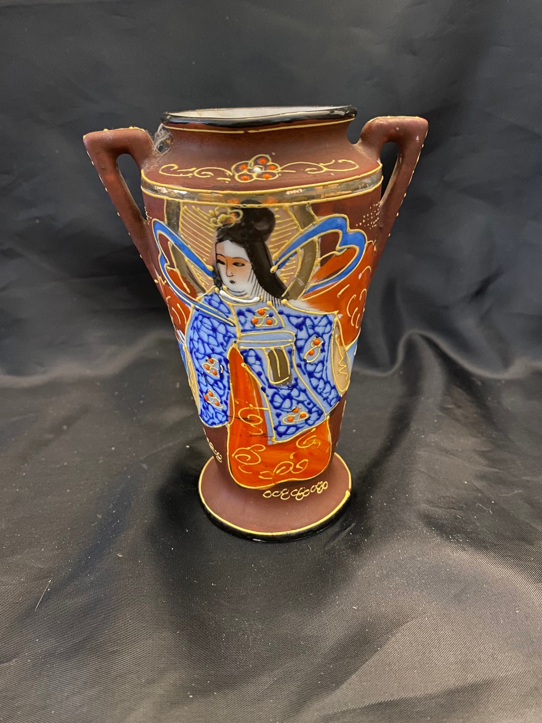 VTG Japanese Satsuma Moriage Geisha Portrait Vase - Etsy