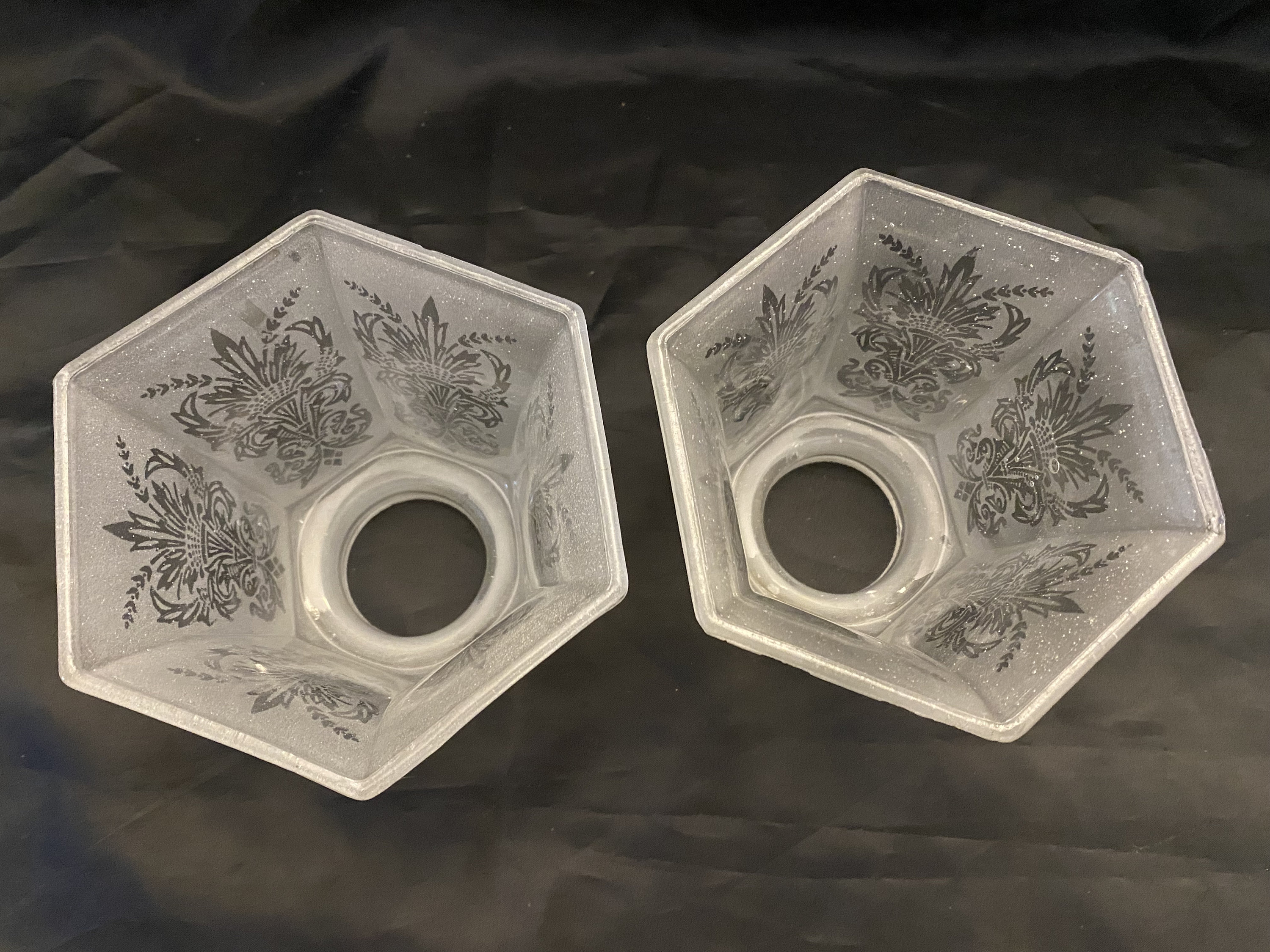 VTG Acid Etched 6-sided Glass Shades 4 Tall SET OF 2 - Etsy