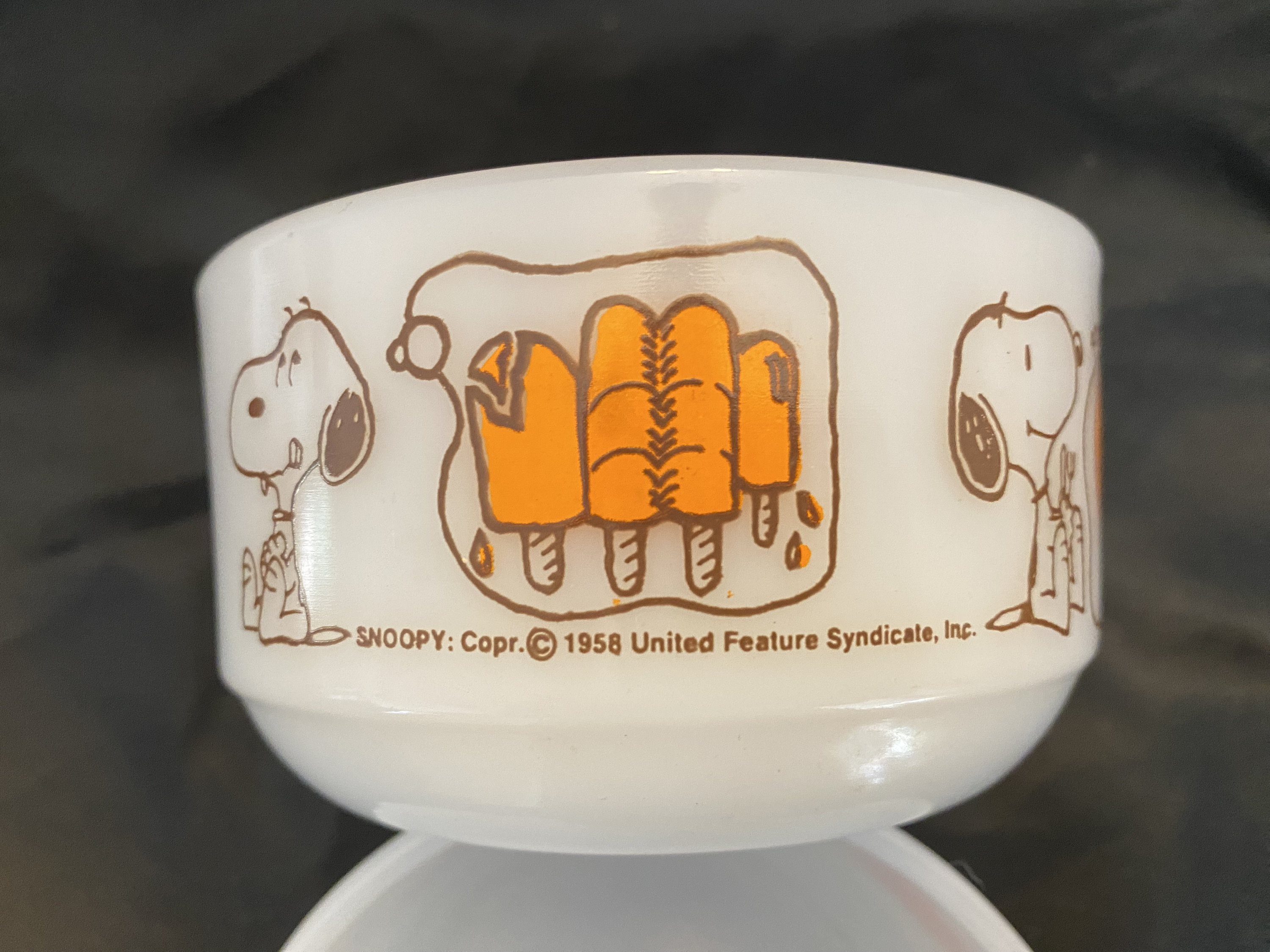 Vintage 1958 Peanuts Snoopy Ice Cream Anchor Hocking Fire King - Etsy