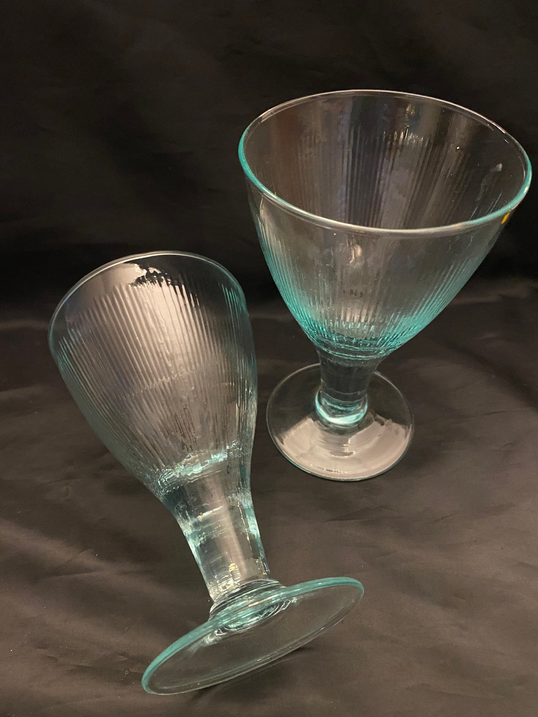 SET of 2 Retro Aqua Homespun Goblets Glasses - Etsy