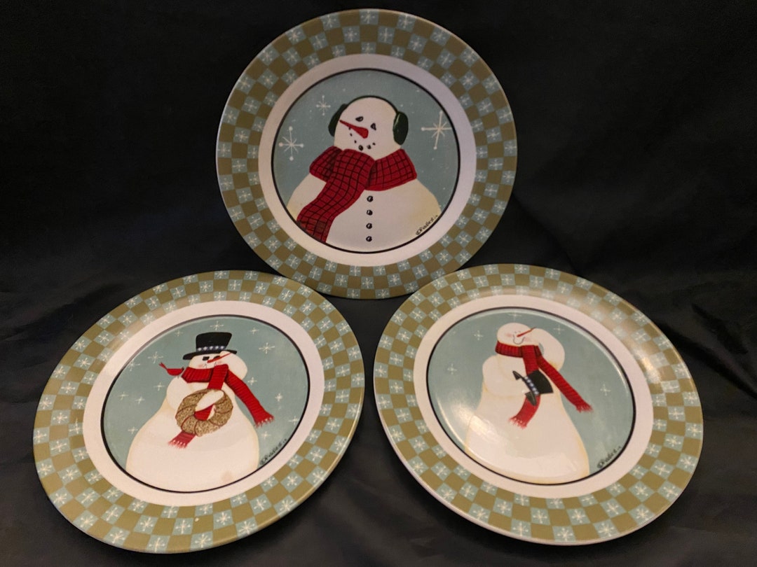 Nantucket Home 1999 Fiddlestix SET OF 3 Snowman Plates - Etsy