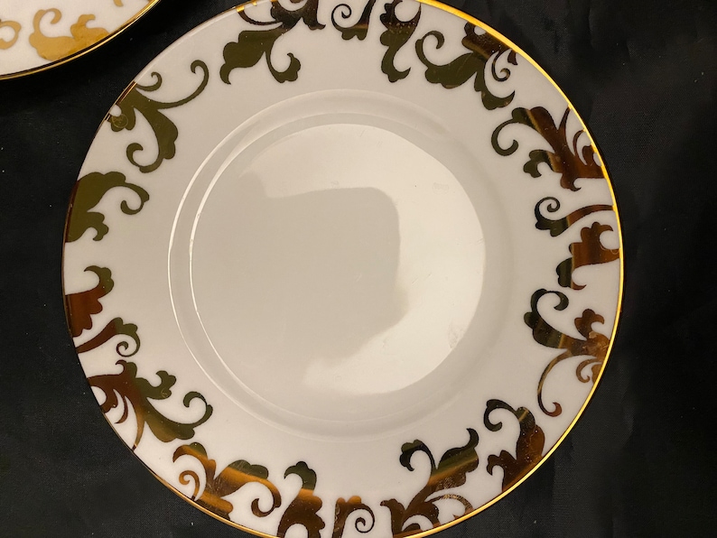 Ciroa Luxe Fiori Porcelain Side Plates Swirl Scroll - Etsy