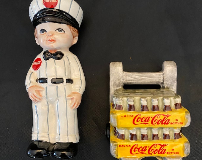 Coca-cola Delivery Man With Cart Salt and Pepper Shakers - Etsy