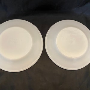 VTG Pyrex Restaurant White Milk Glass Blue Stripe Dessert Plates #704 ...