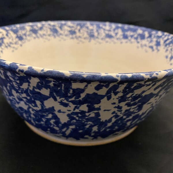 Antique Blue Pottery Bowl - Etsy