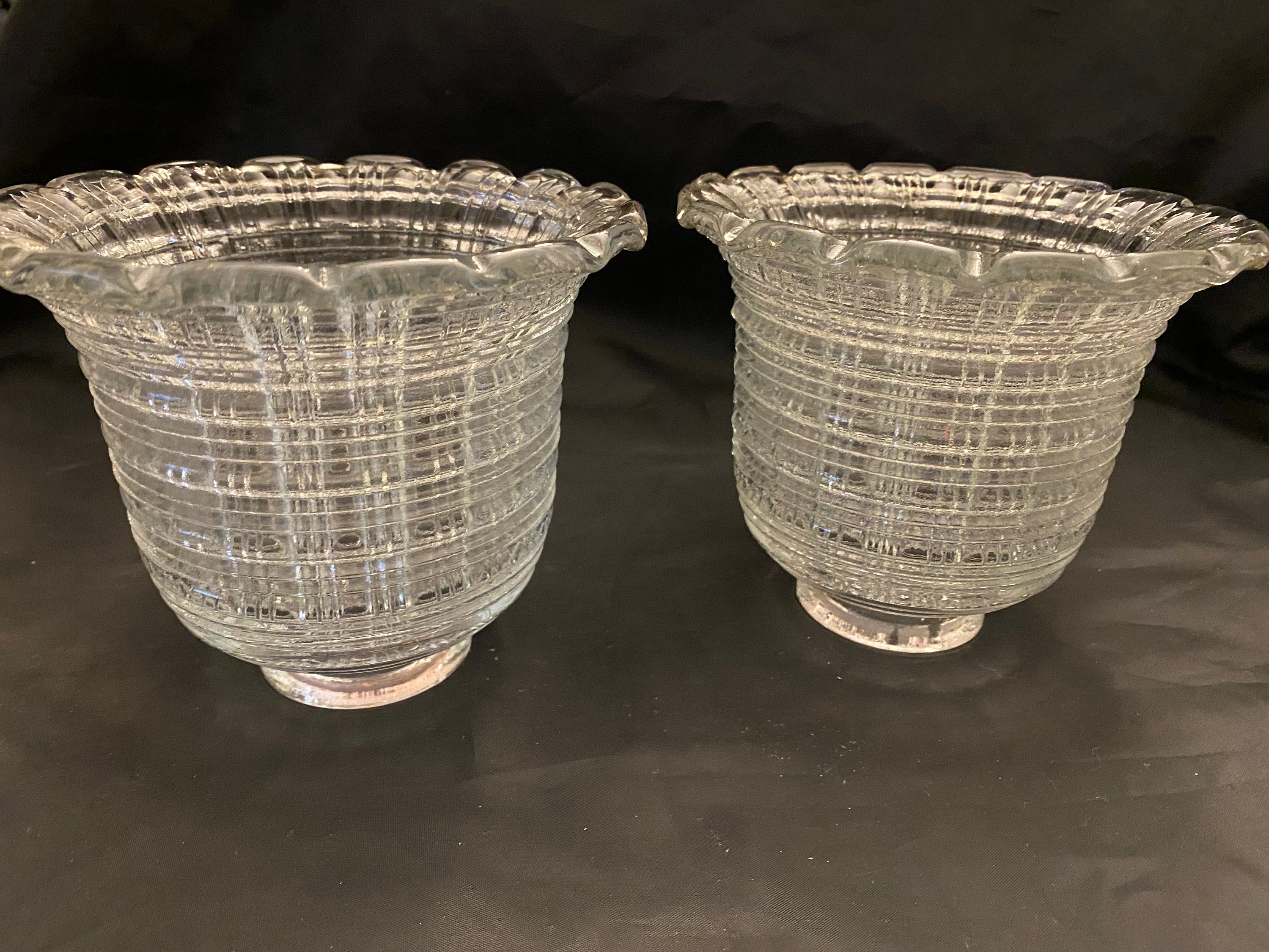 VTG Glass Bell Shaped Geometric Pattern Shades SET OF 2 - Etsy
