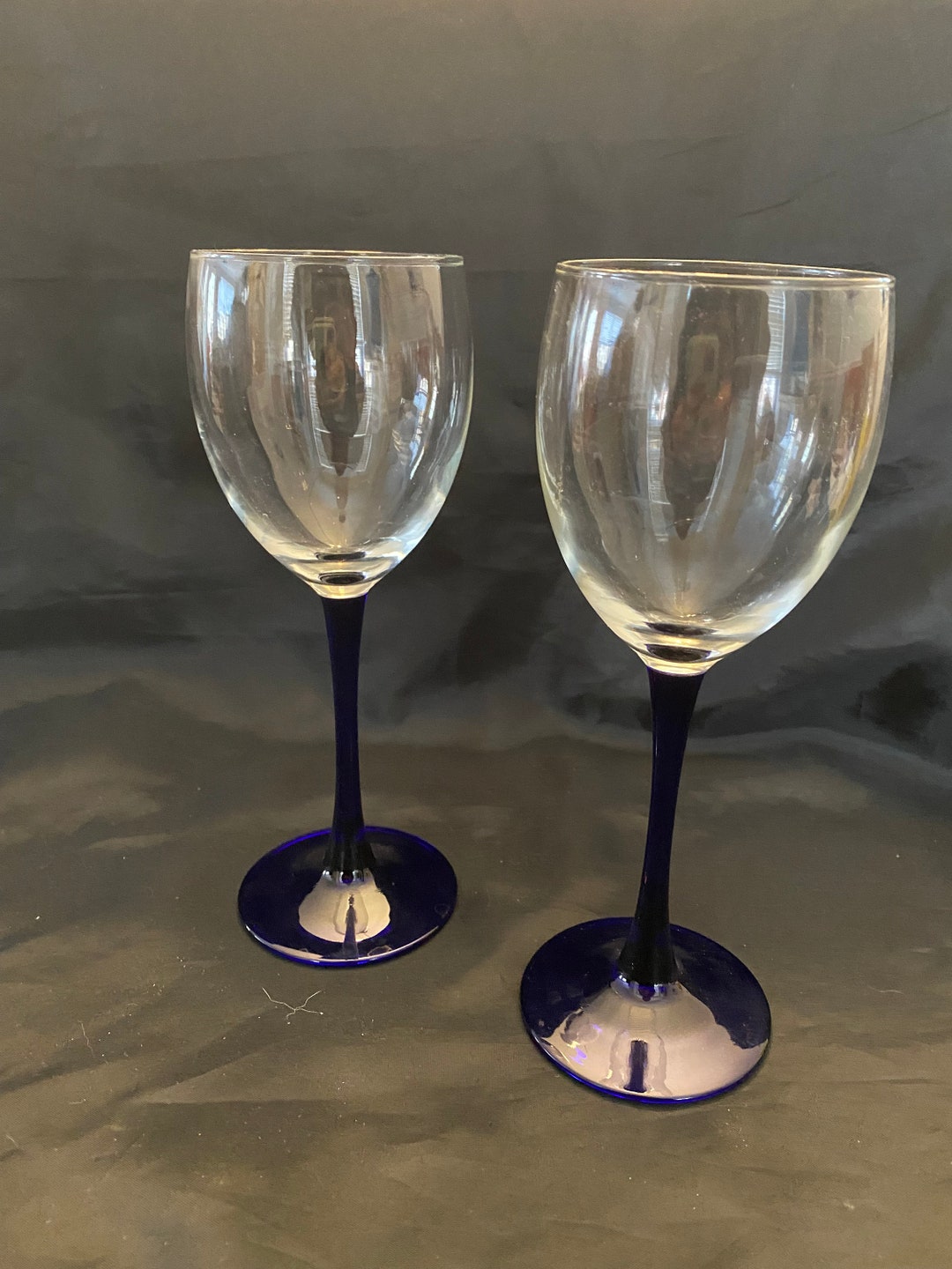 Luminarc Cobalt Blue Stemmed Wine Glasses - Set of 2 - Etsy